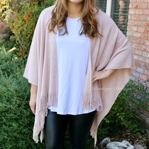 Boutique Belleza | Sweaters | Metallic Pink Ruana Poncho Cardigan With ...